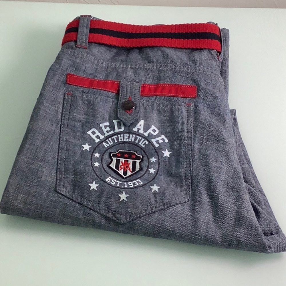 Vintage Red Ape Large Pocket Logos Straight Leg Belte… - Gem